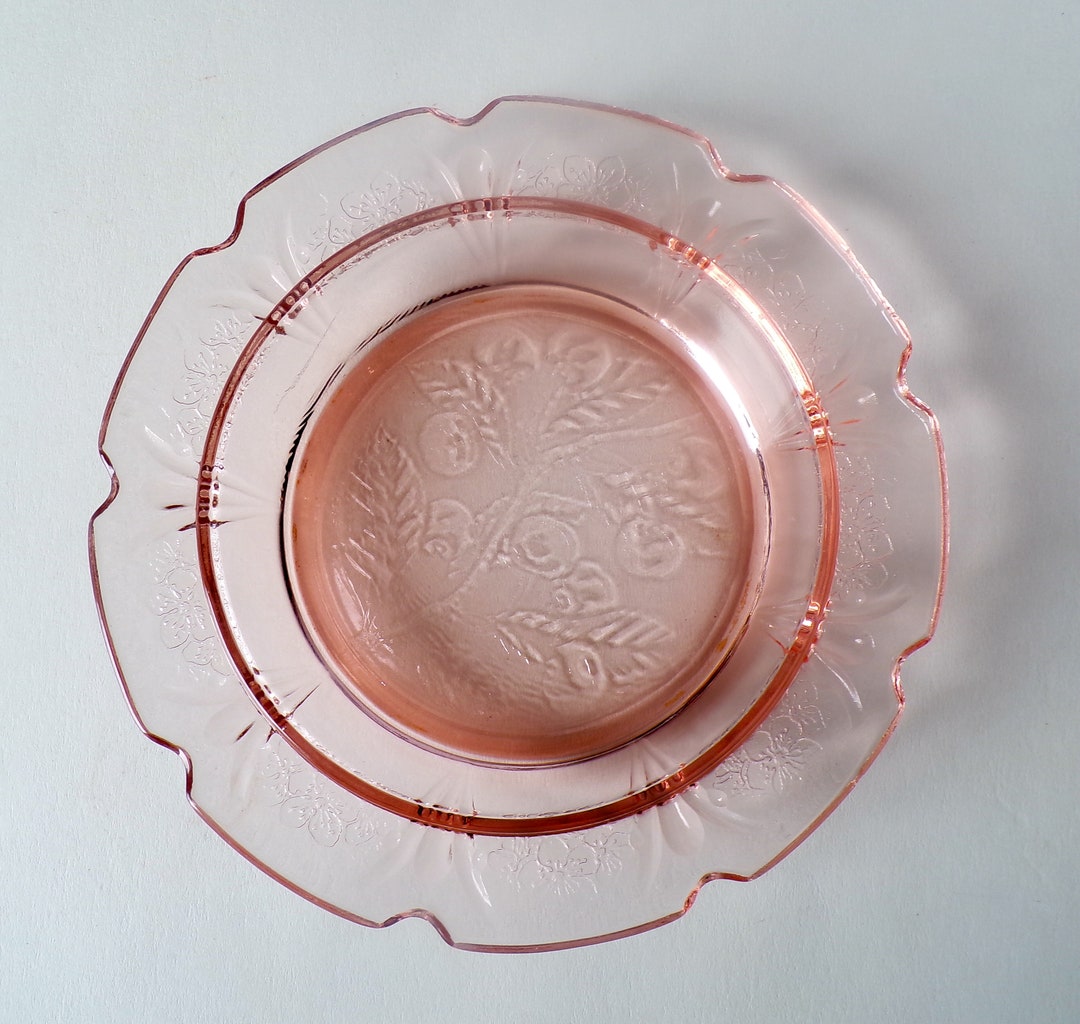 Jeanette Glass Pink Cherry Blossom Round Butter Dish NO LID - Etsy