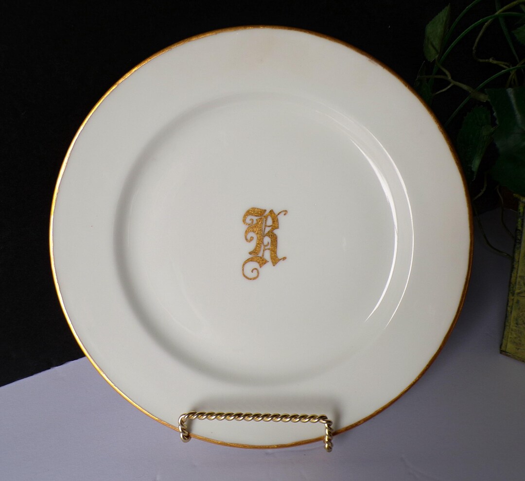 4 Vintage Haviland China France Monogrammed r Dinner Plates - Etsy