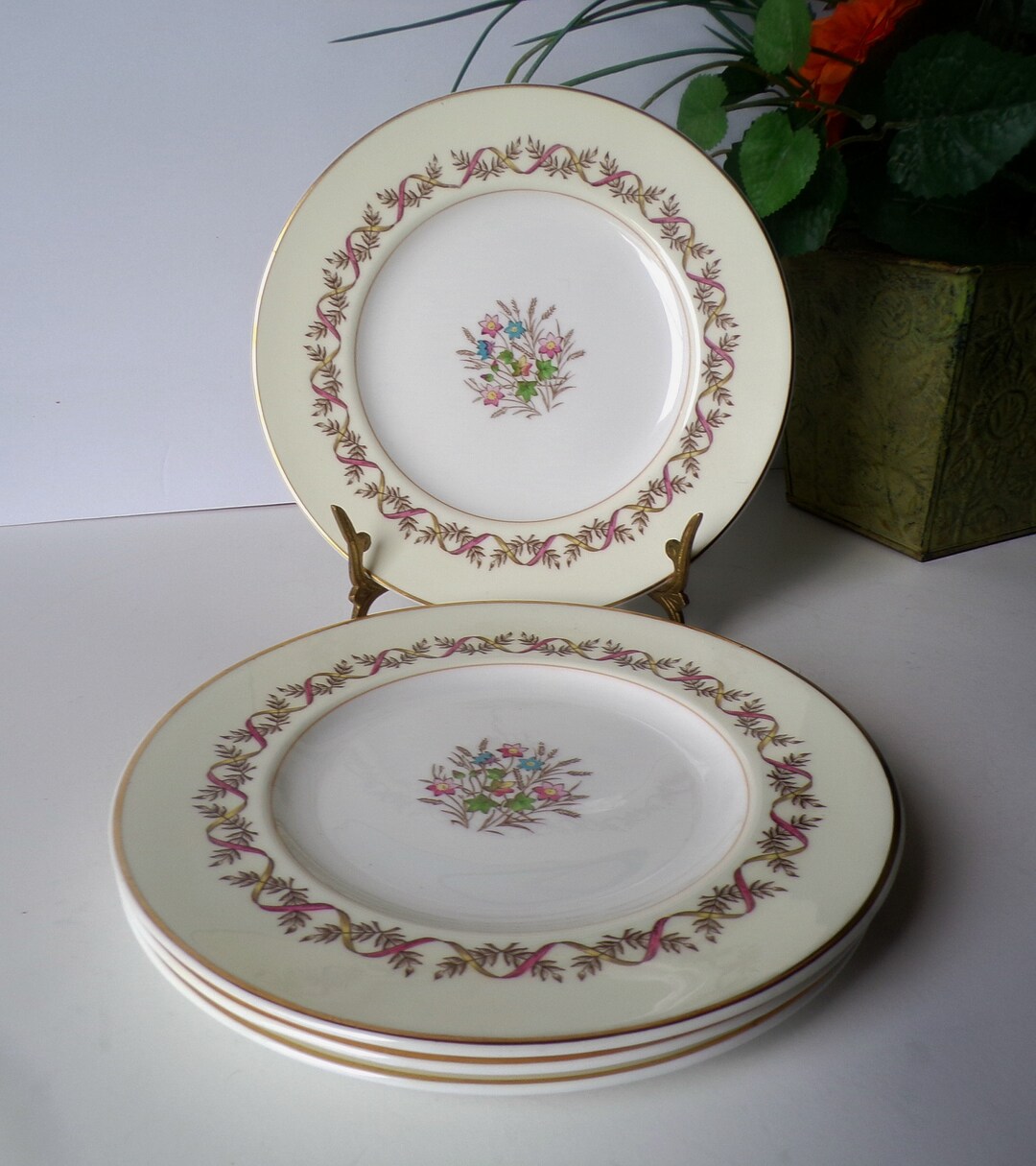4 Vintage Wedgwood Bone China Pink Sandringham Salad Plates Made in ...