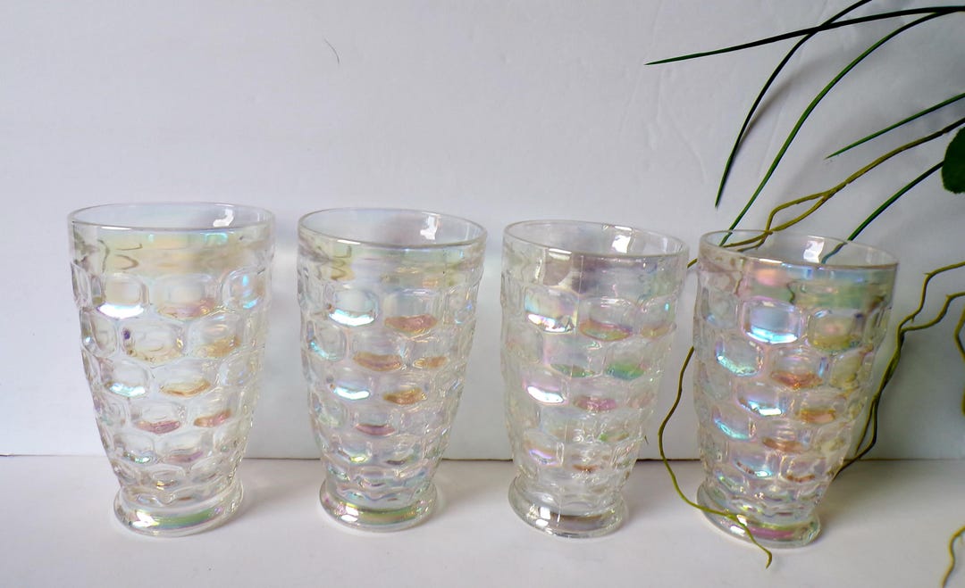 Federal Glass Iridescent Colonial Flat Tumblers Set of 4 - Etsy