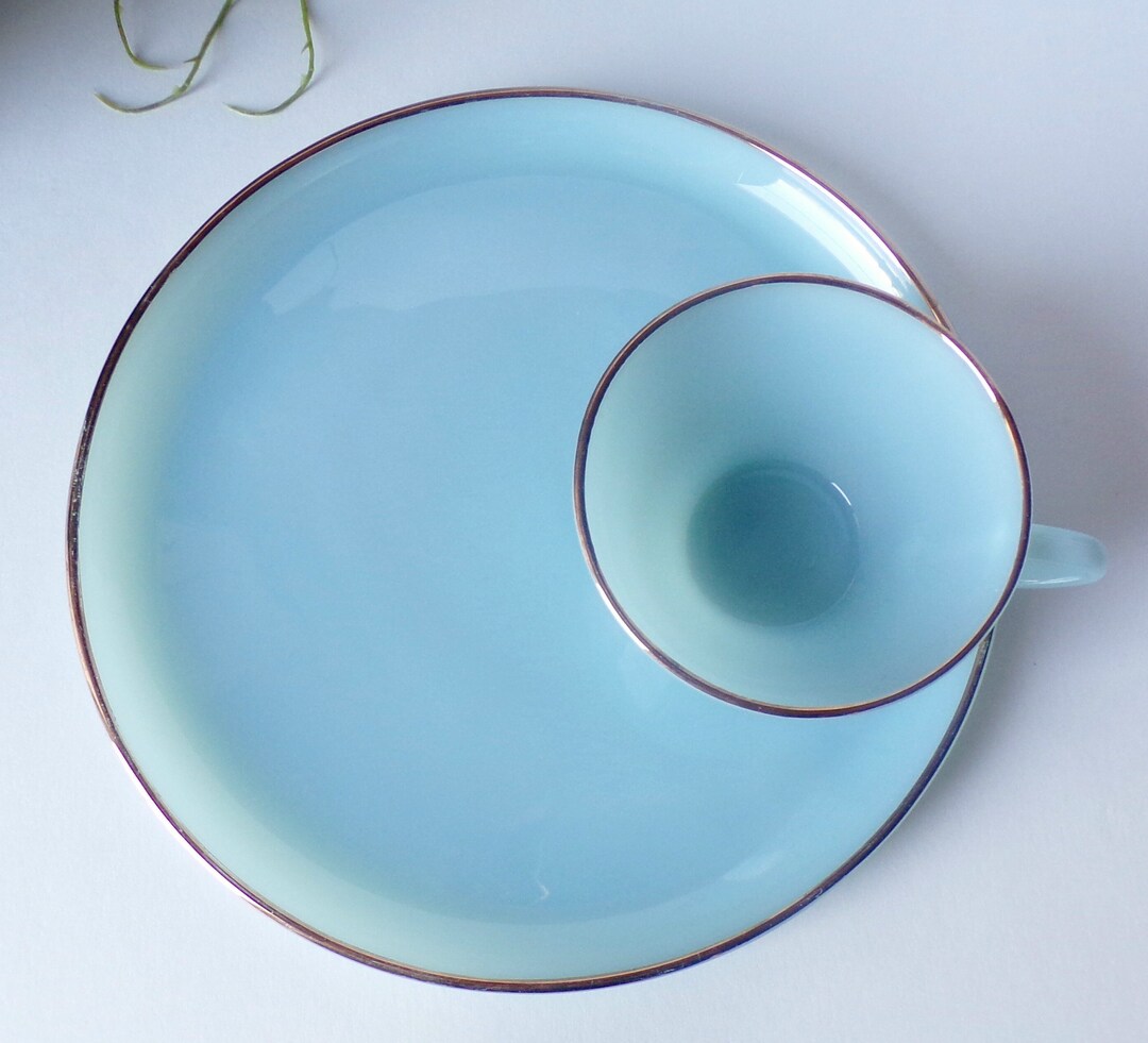 MCM Turquoise Blue With Gold Fireking Snack Set - Etsy