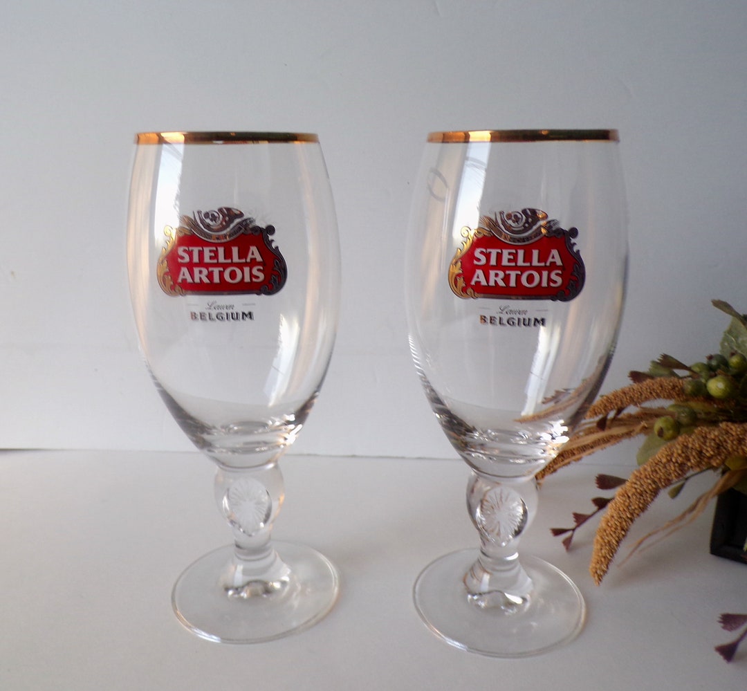 Vintage NOS Stella Artois Lowen Belgium Chalices Beer Glasses Set of 2 ...