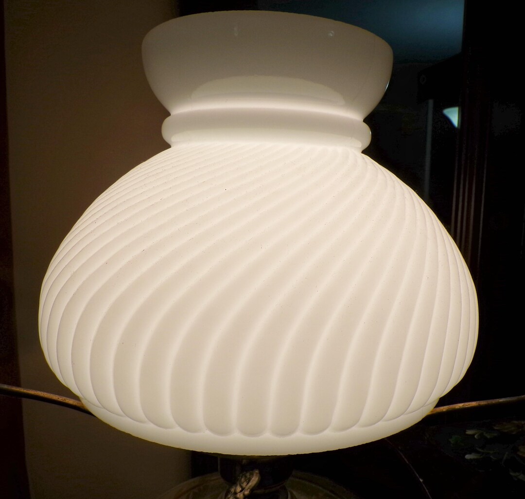 Vintage White Swirl Glass Replacement Lamp Shade Student Lamp Shade - Etsy
