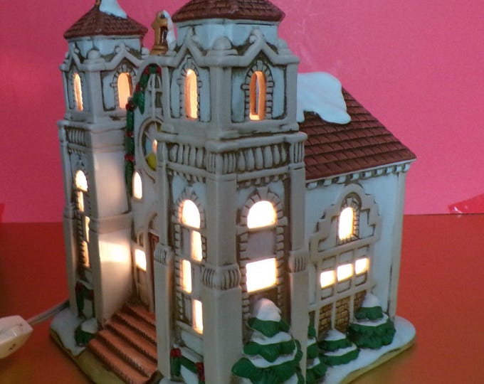 Vintage Lefton Colonial Village Light up Mission Church - Etsy