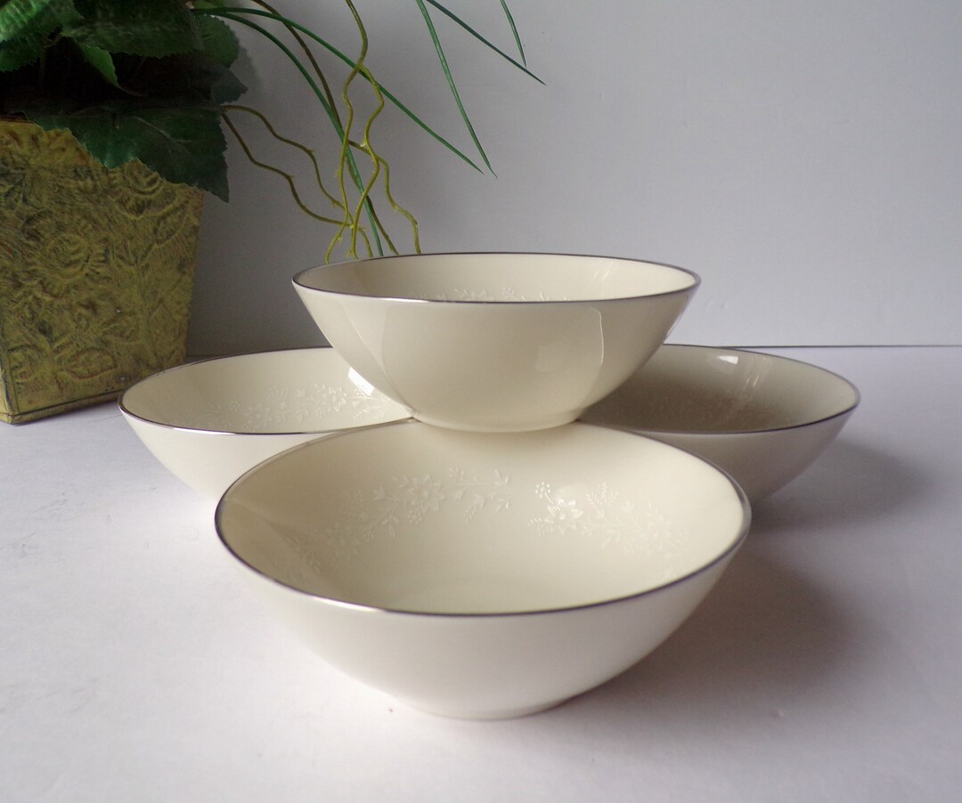 Vintage Noritake China Montblanc Ivory Rice Bowls Platinum Trim Set of ...