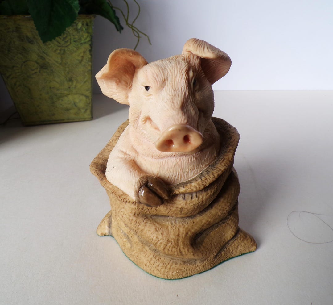 Piggin a Poke Handmade by Flambro Pig Figurine - Etsy