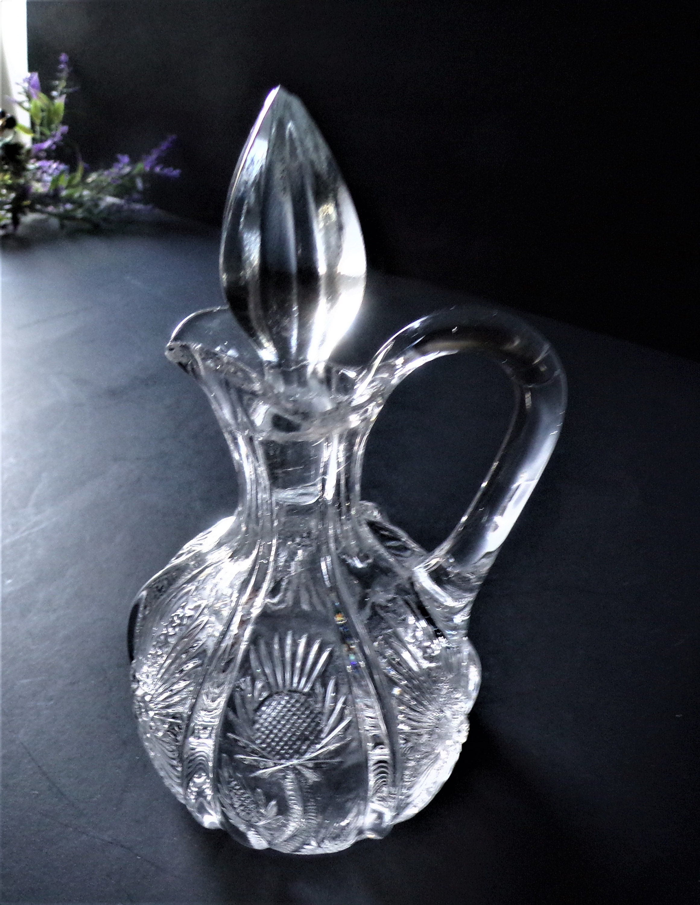Collectibles EAPG Higbee Glass Panelled Thistle Glass Cruet with ...