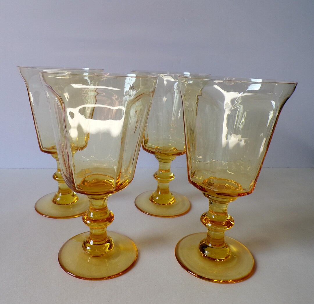 Vintage Lenox Glass Yellow Antique Water Glasses Set of 4 - Etsy