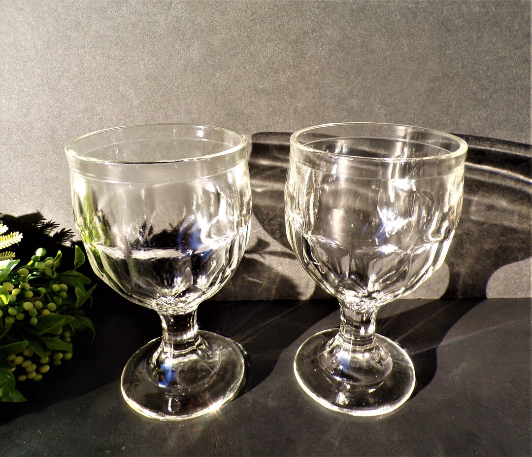 2 Vintage Honeycomb Thumbprint Pattern Water Wine Goblets EAPG - Etsy