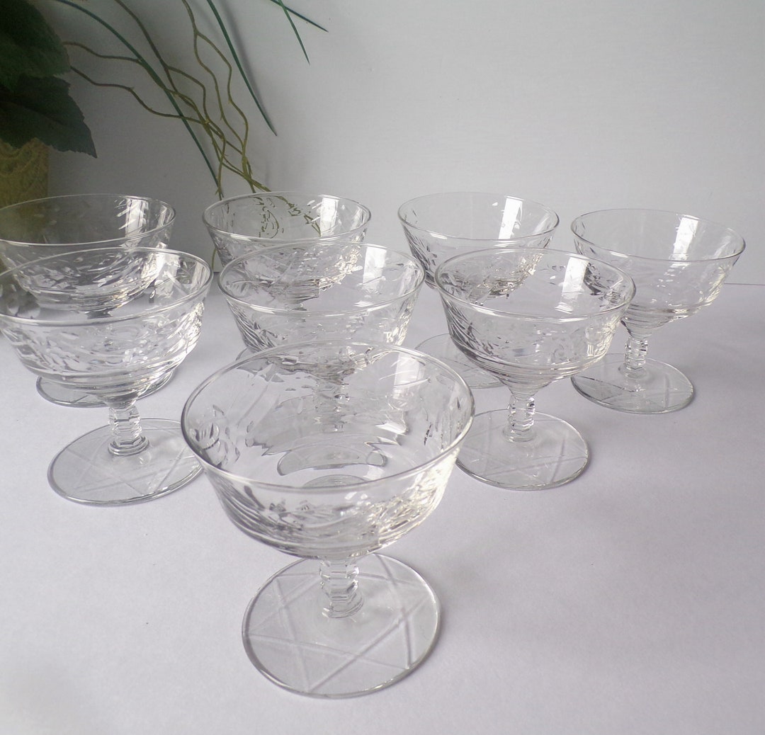 Vintage Rock Sharpe by Libbey Glass Arctic Rose Stem 3005 Champagne/low ...