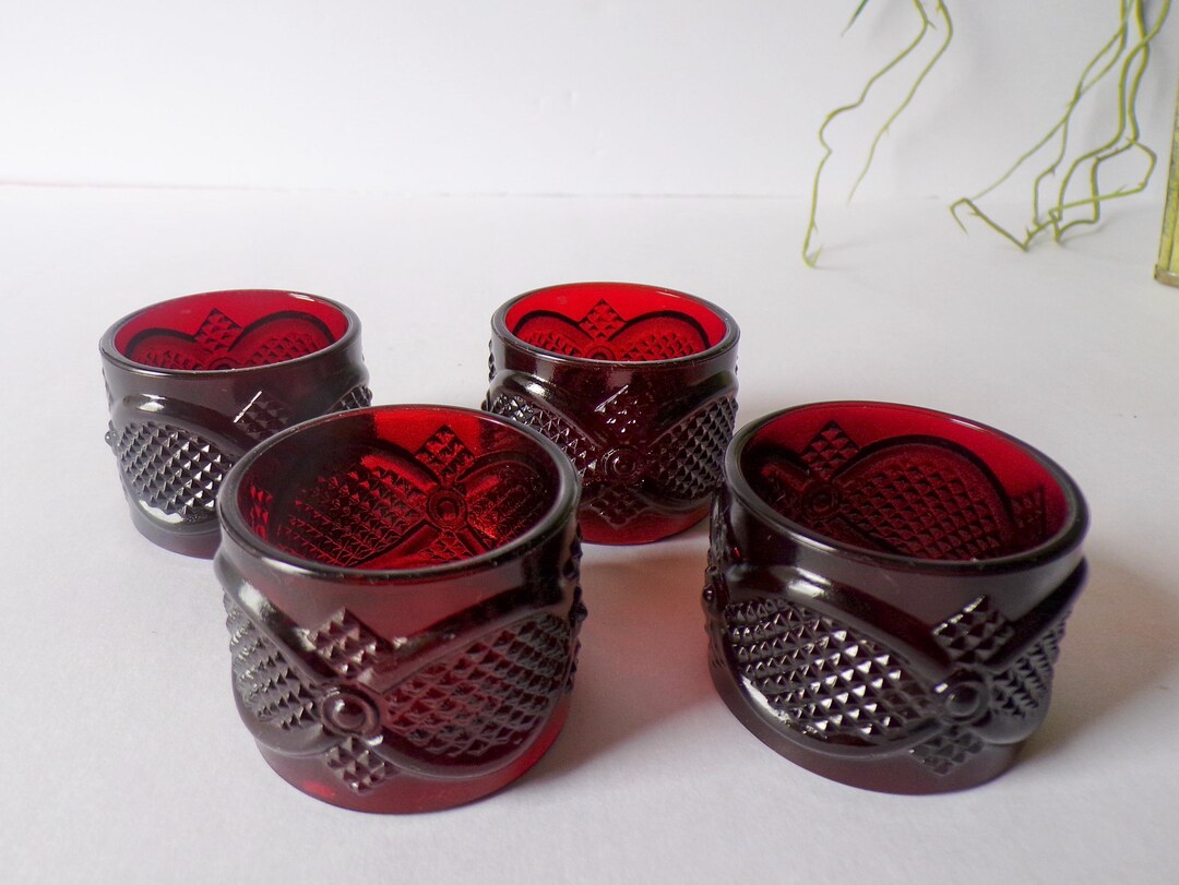 4 Avon Glass Ruby Red Cape Cod Napkin Rings/napkin Holders - Etsy