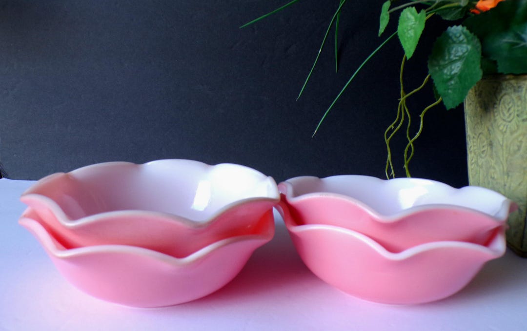 4 Vintage Pink Ripple/crinoline by Hazel Atlas Ripple Bowls - Etsy