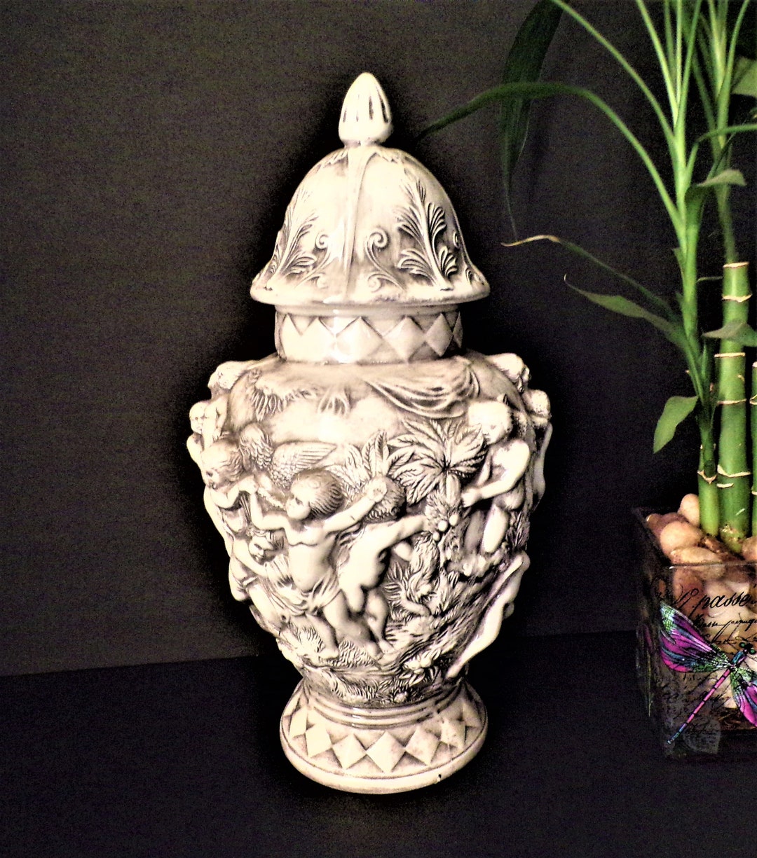 Vintage Cherub Ginger Jar/urn With Lid Ceramic - Etsy