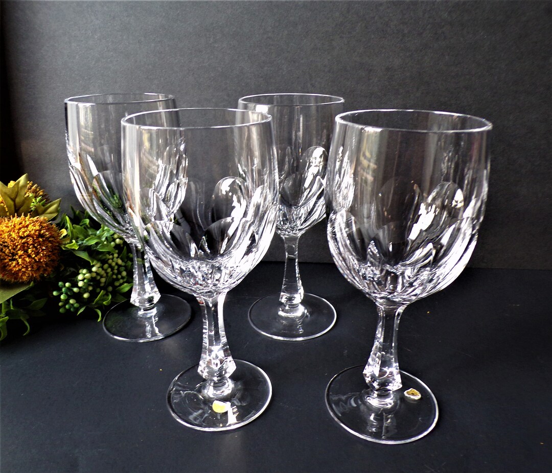 Josair Cut and Blown Cystal Glass Blanka Water Goblets Set of 4 ...