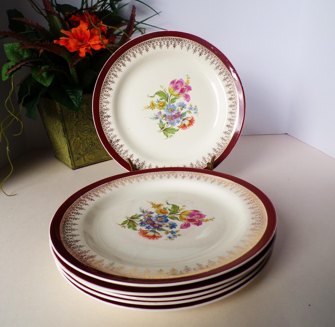 Vintage Stetson China Lady Evette Warranted 22k Gold Luncheon Plates ...