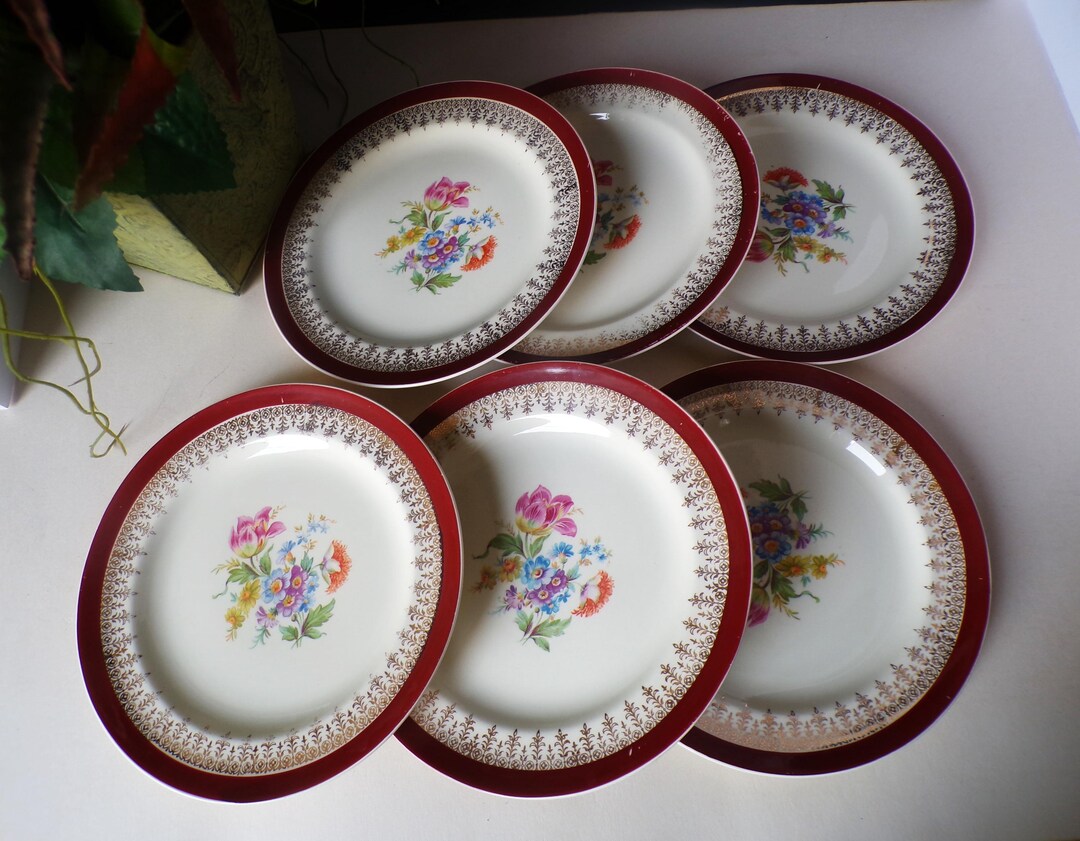 Vintage Stetson China Lady Evette Warranted 22k Gold Pie Plates Set of ...
