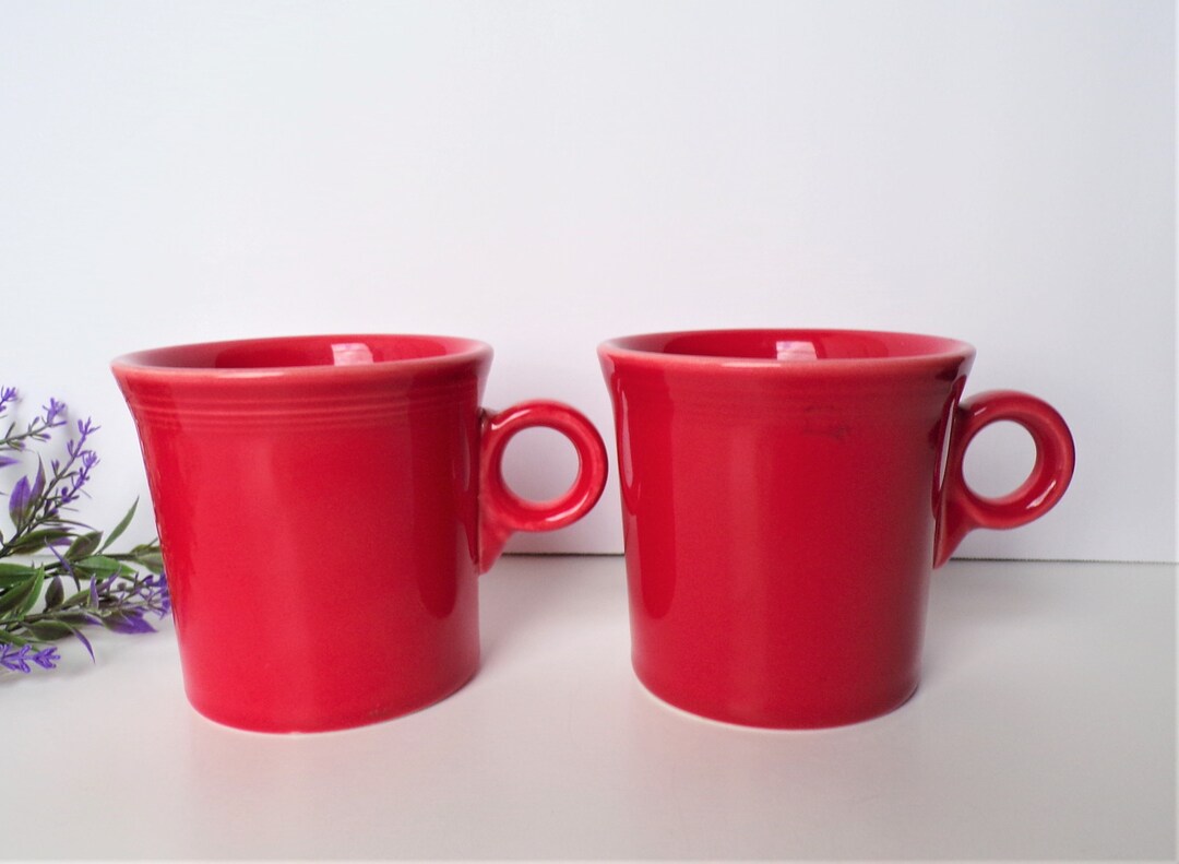 Vintage Fiesta Ware Coffee Mugs Circle Ring Handles Set of 2 Red - Etsy