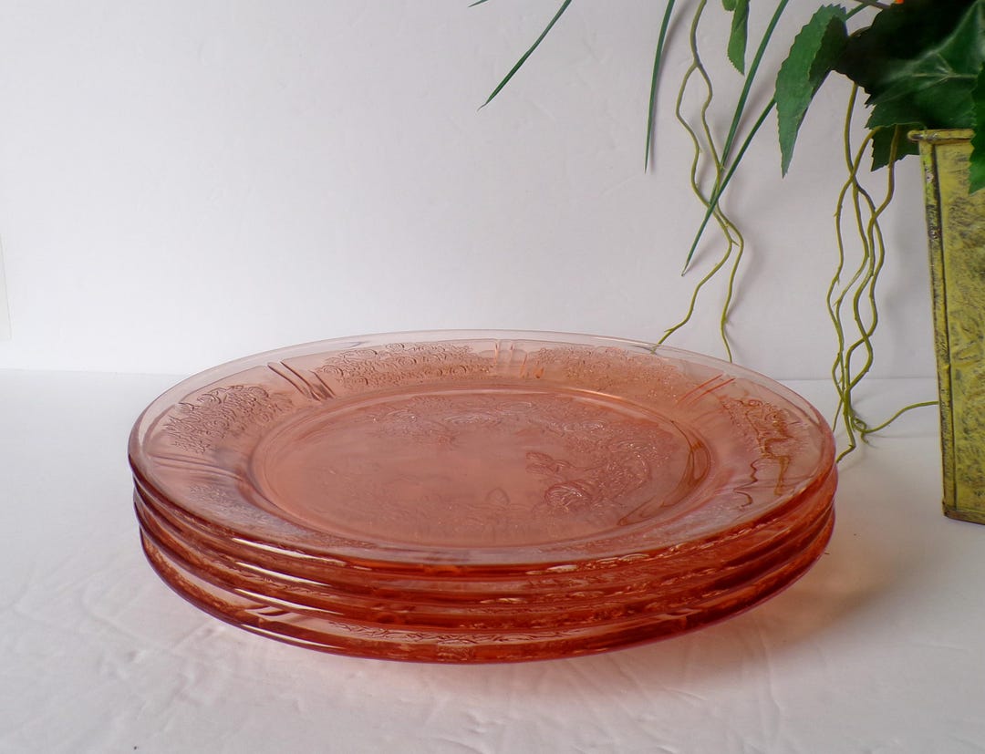4 Federal Glass Pink Sharon Aka Cabbage Rose Dinner Plates - Etsy