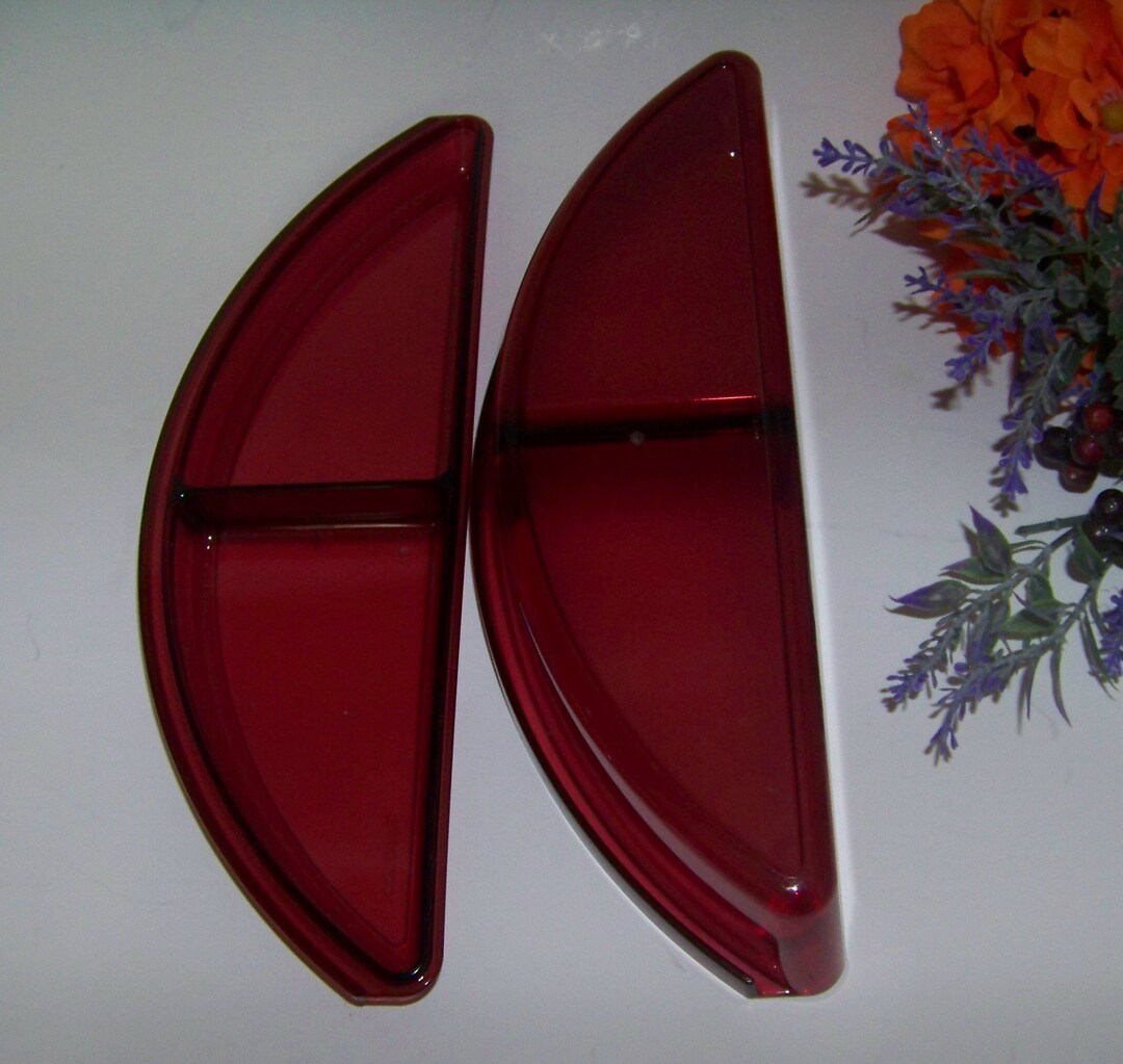 Cranberry Red Tupperware Preludio Acrylic Dip Container Divider and Lid ...