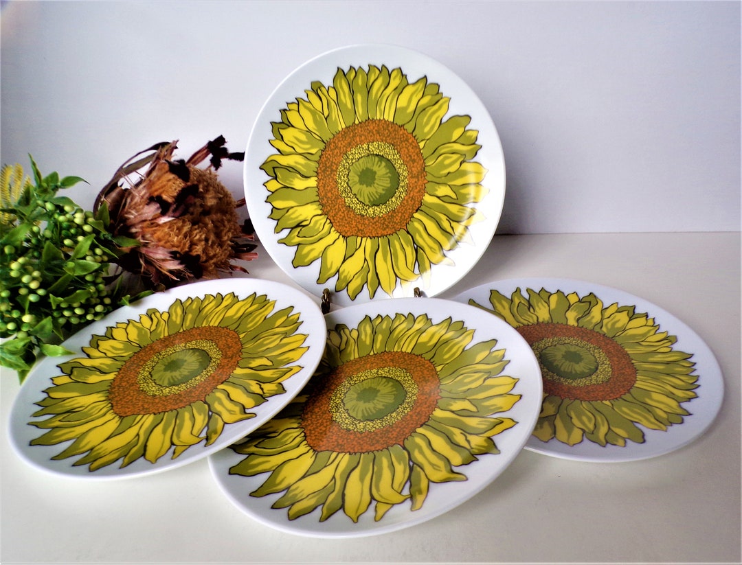 Set of 4 Sunflower Texas Ware Melamine Plates/pie Bread Plates - Etsy