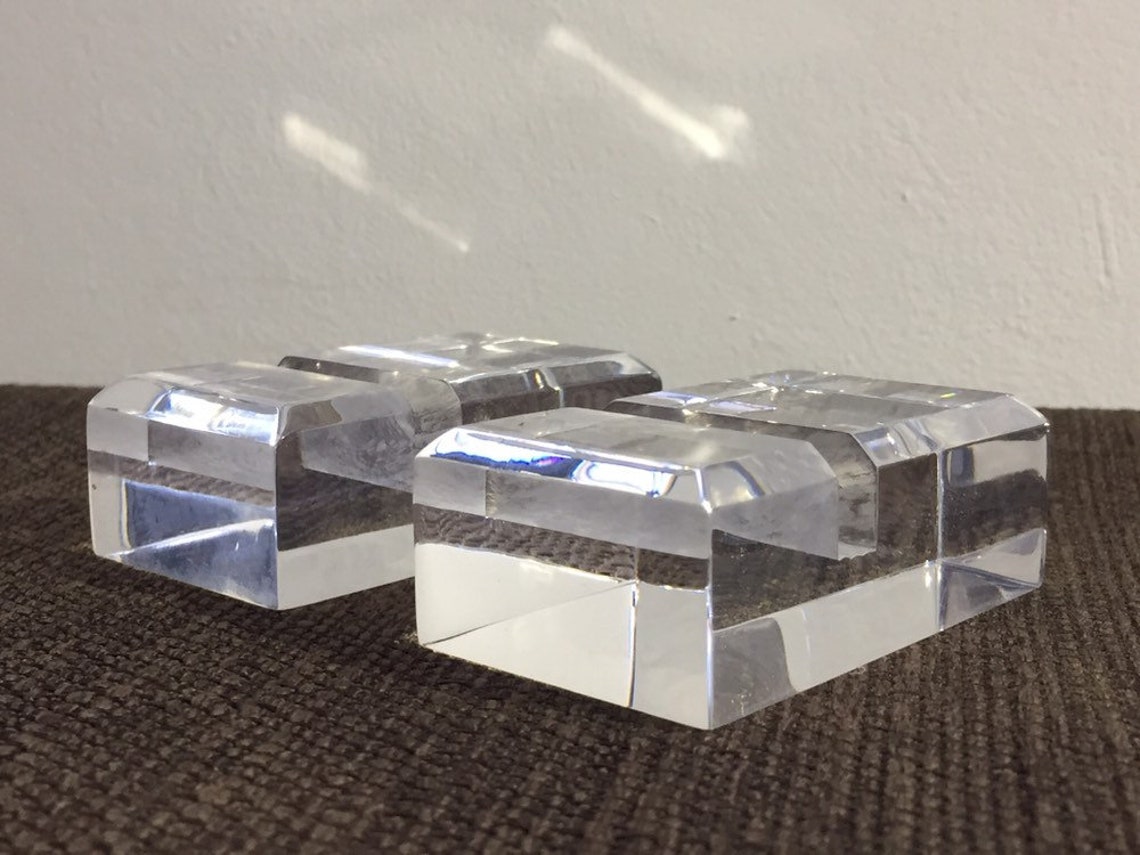 A Set of 2 Short Flame Polished Upcycled Acrylic Display Stands for ...