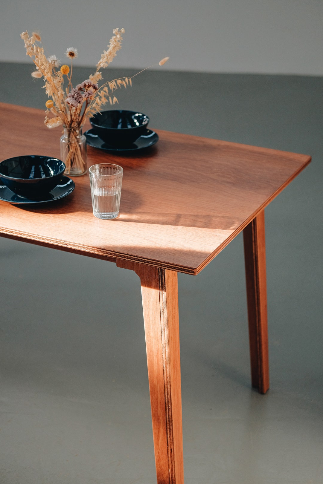 Bauer Family Dining Kitchen Table | Contemporary Compact Dark Natural ...