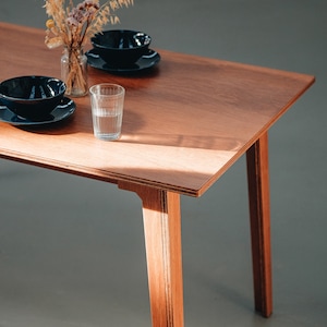 Bauer Family Dining Kitchen Table | Contemporary Compact Dark Natural ...
