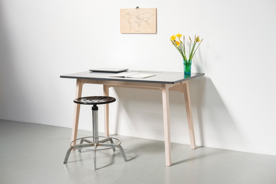 Black Wood Computer Desk | Dark Studio Workbench | Home Office Blake ...