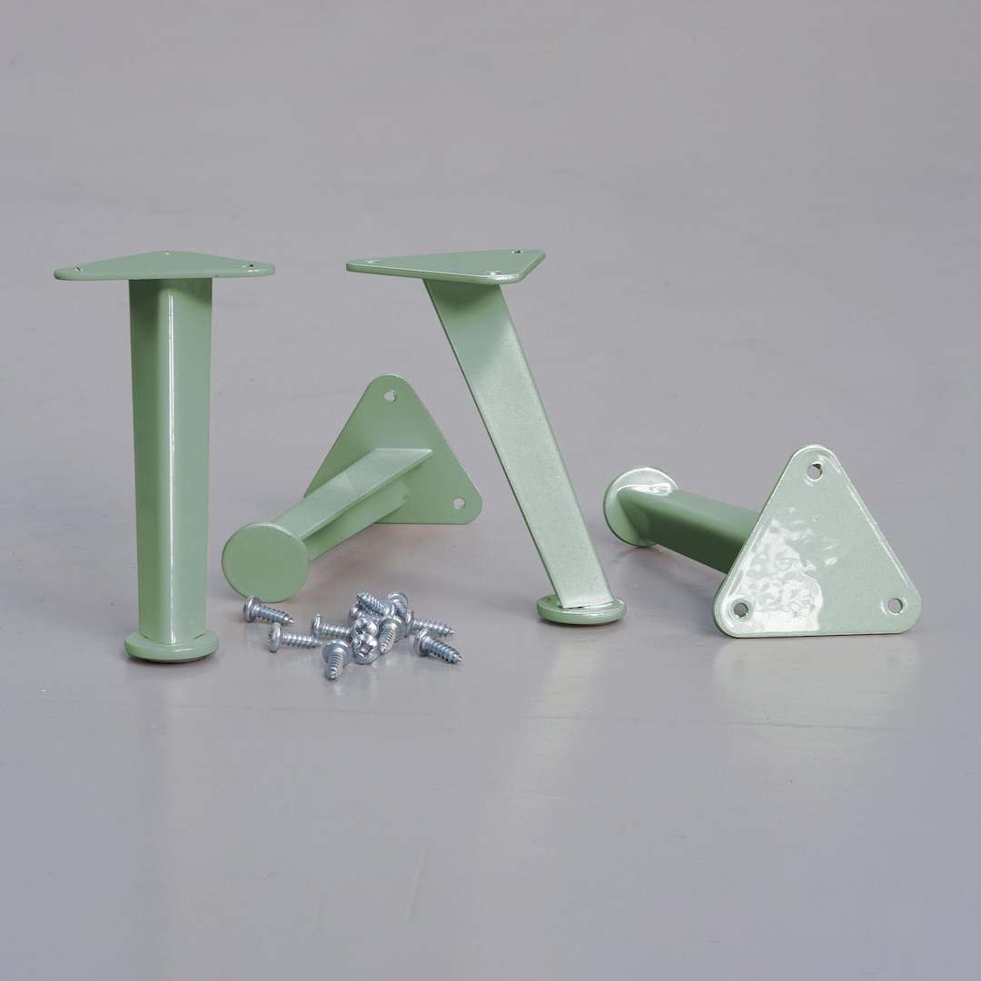 Green Colourful Furniture Feet, Set of 4 Mid Century Steel Cabinet Leg ...