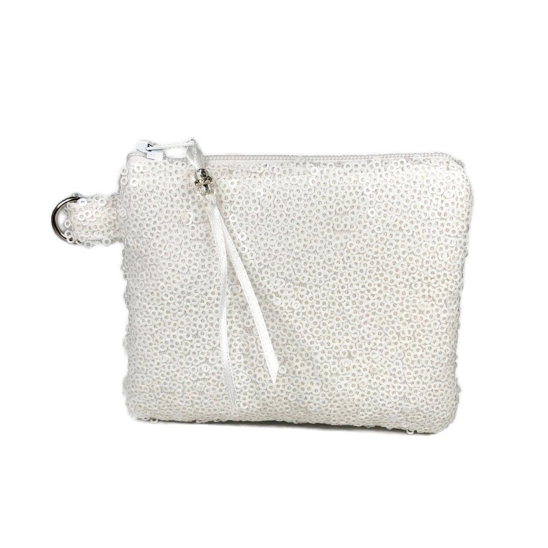 White Sequin Coin Purse, Change Purse, Sparkle Pouch, Mini Wallet, Gift ...