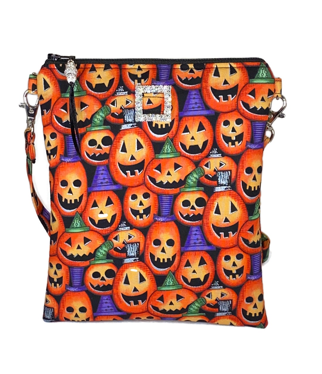 Halloween Crossbody Bag, Jack-o-lantern, Pumpkin, Silver Highlights ...