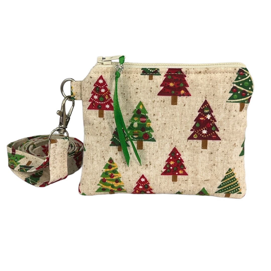 Christmas Trees Coin Purse, Gold Glitter, Holiday Pouch, Mini Wallet ...