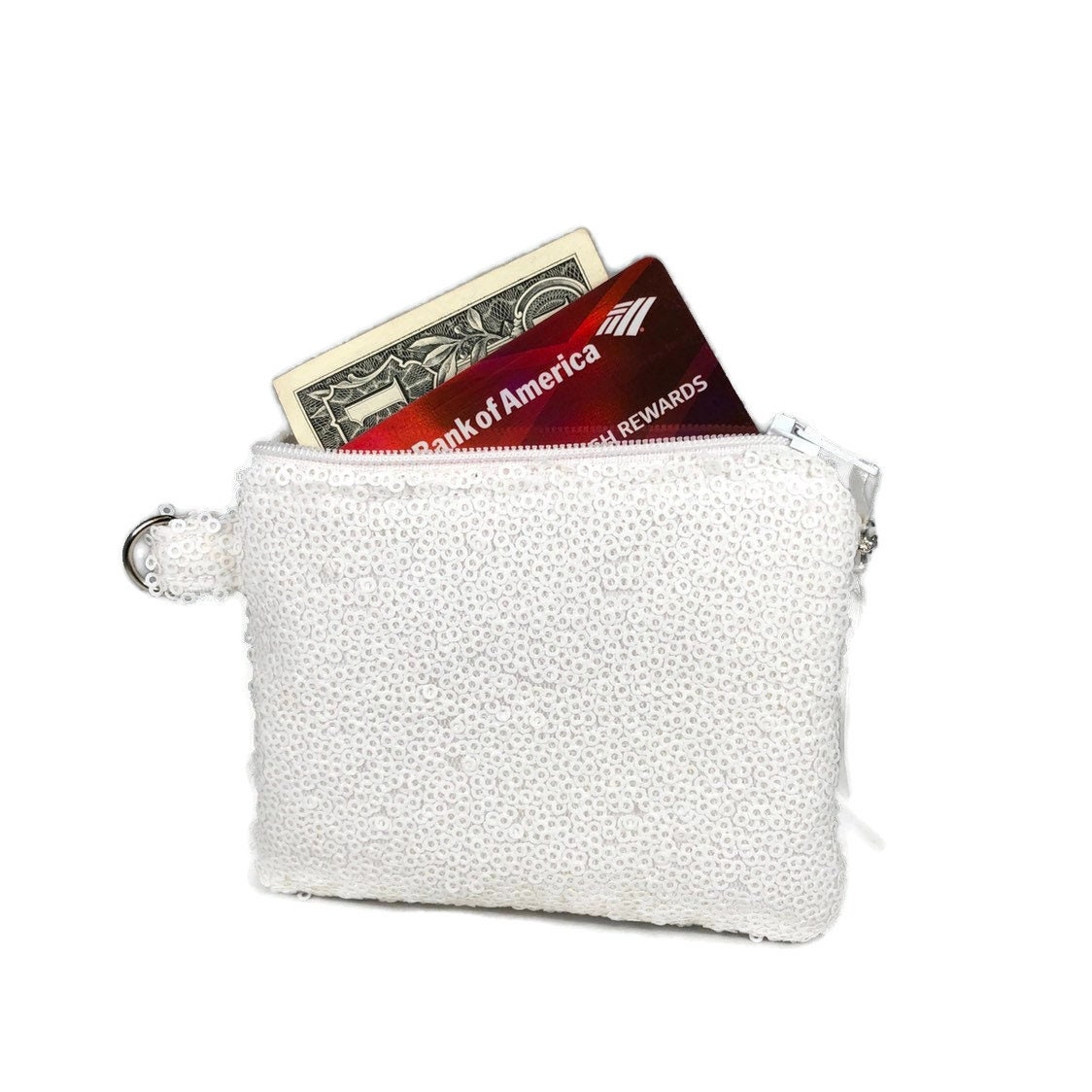 White Sequin Coin Purse Change Purse Sparkle Pouch Mini - Etsy