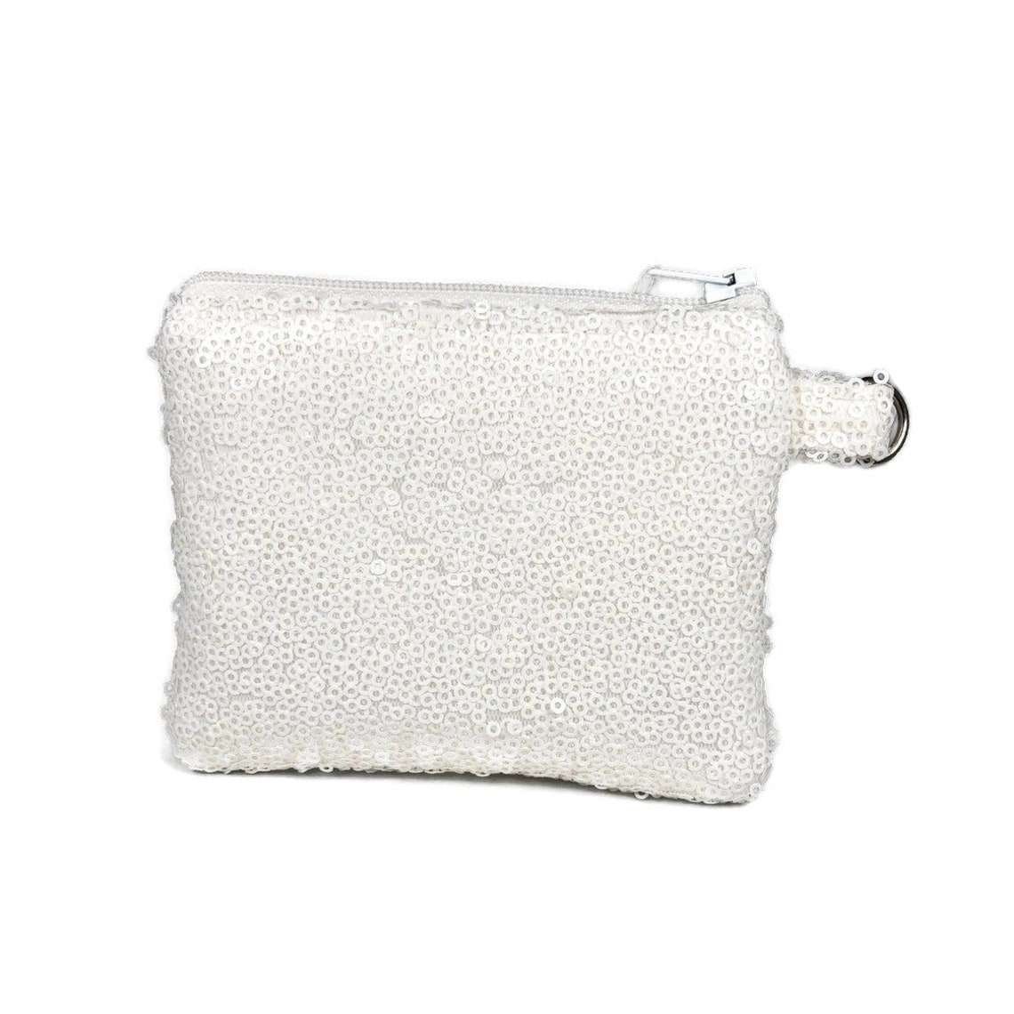 White Sequin Coin Purse Change Purse Sparkle Pouch Mini - Etsy