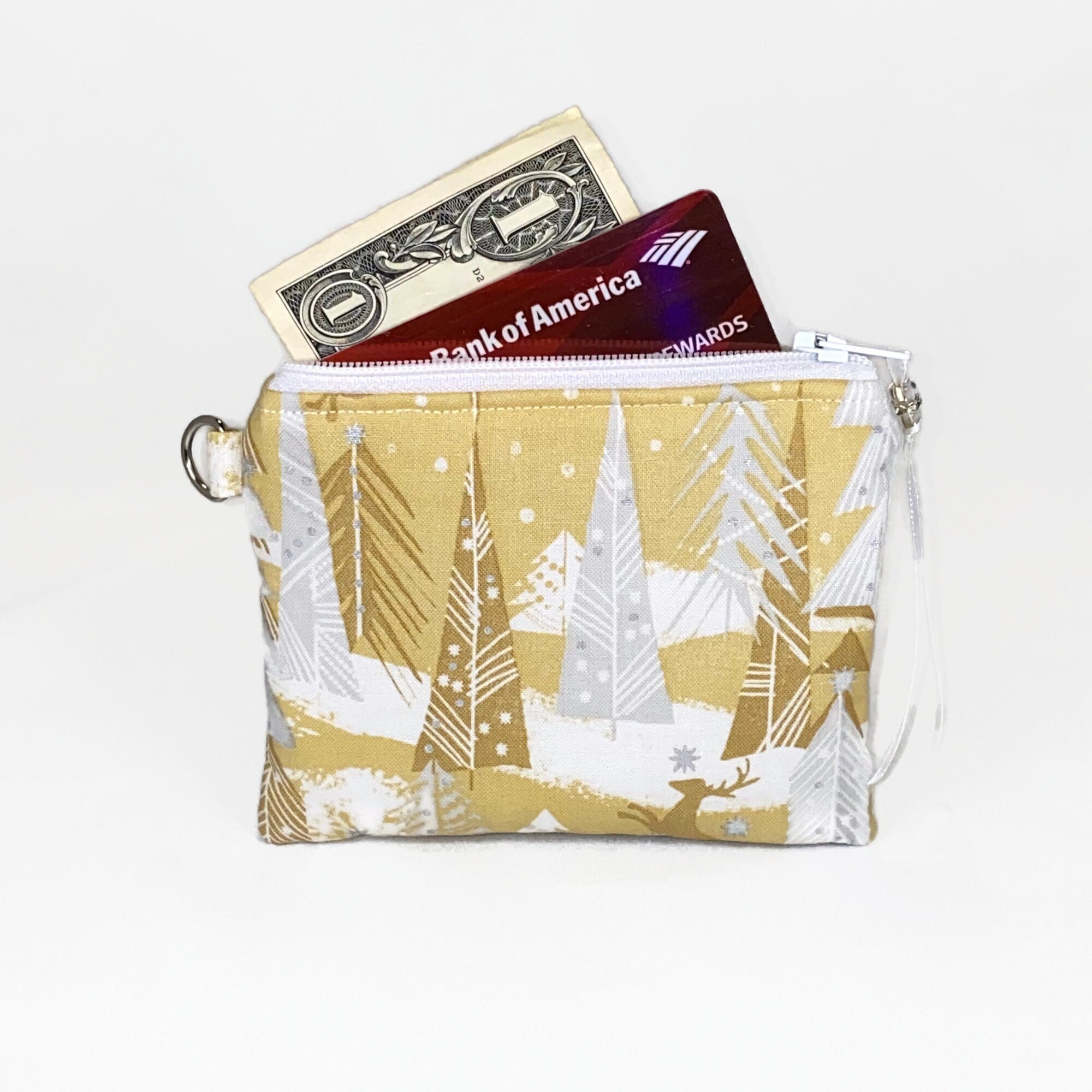 Christmas Trees Coin Purse, Winter, Holiday, Silver Highlight, Pouch ...