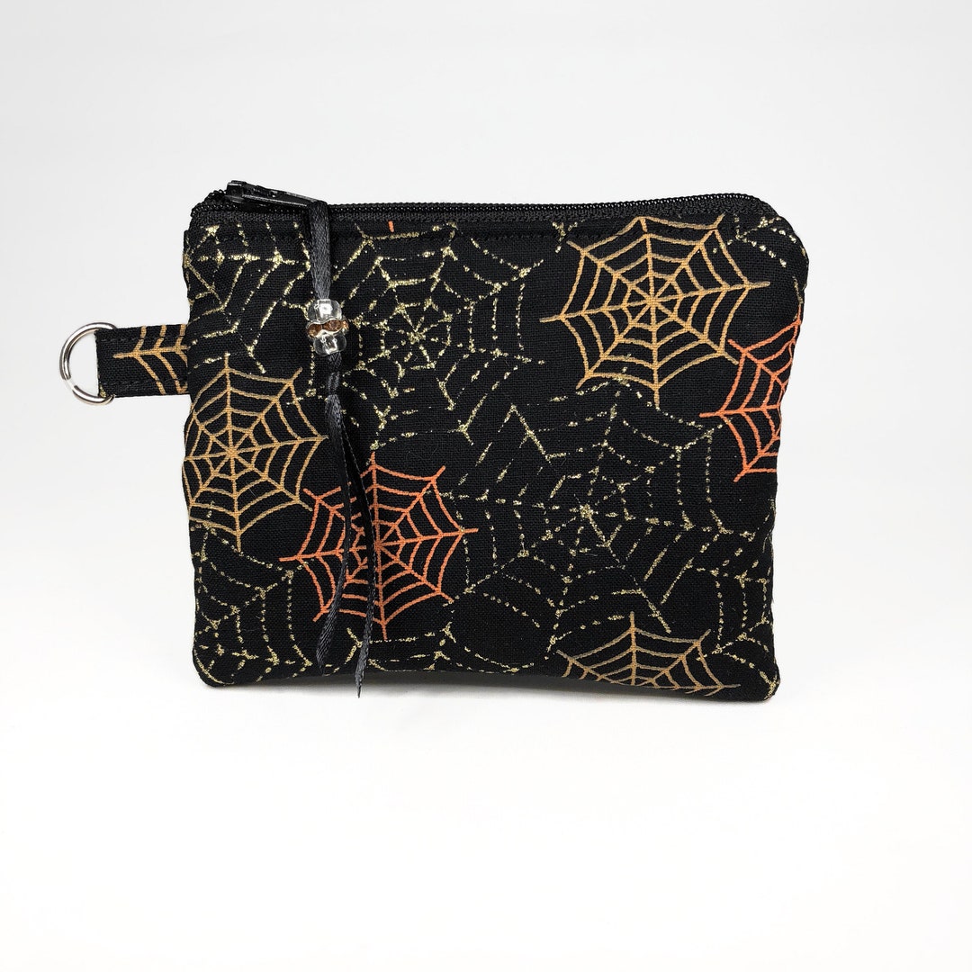 Spider Web Coin Purse, Halloween Coin Purse, Gold Glitter, Pouch, Mini ...
