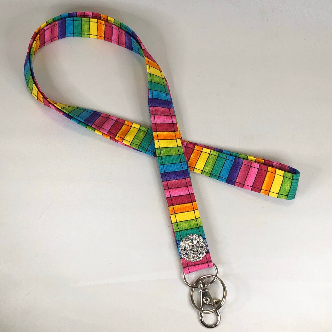 Rainbow Lanyard, Multicolor, Pride, Rhinestone Lanyard for Keys, Badges ...