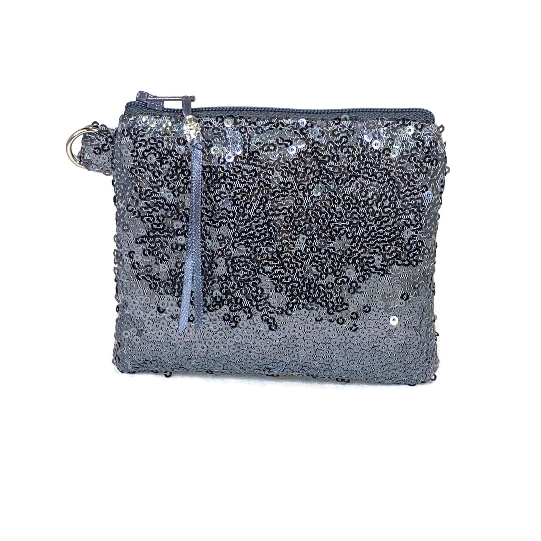 Gunmetal Gray Sequin Coin Purse, Grey Sequin Change Purse, Sparkle ...