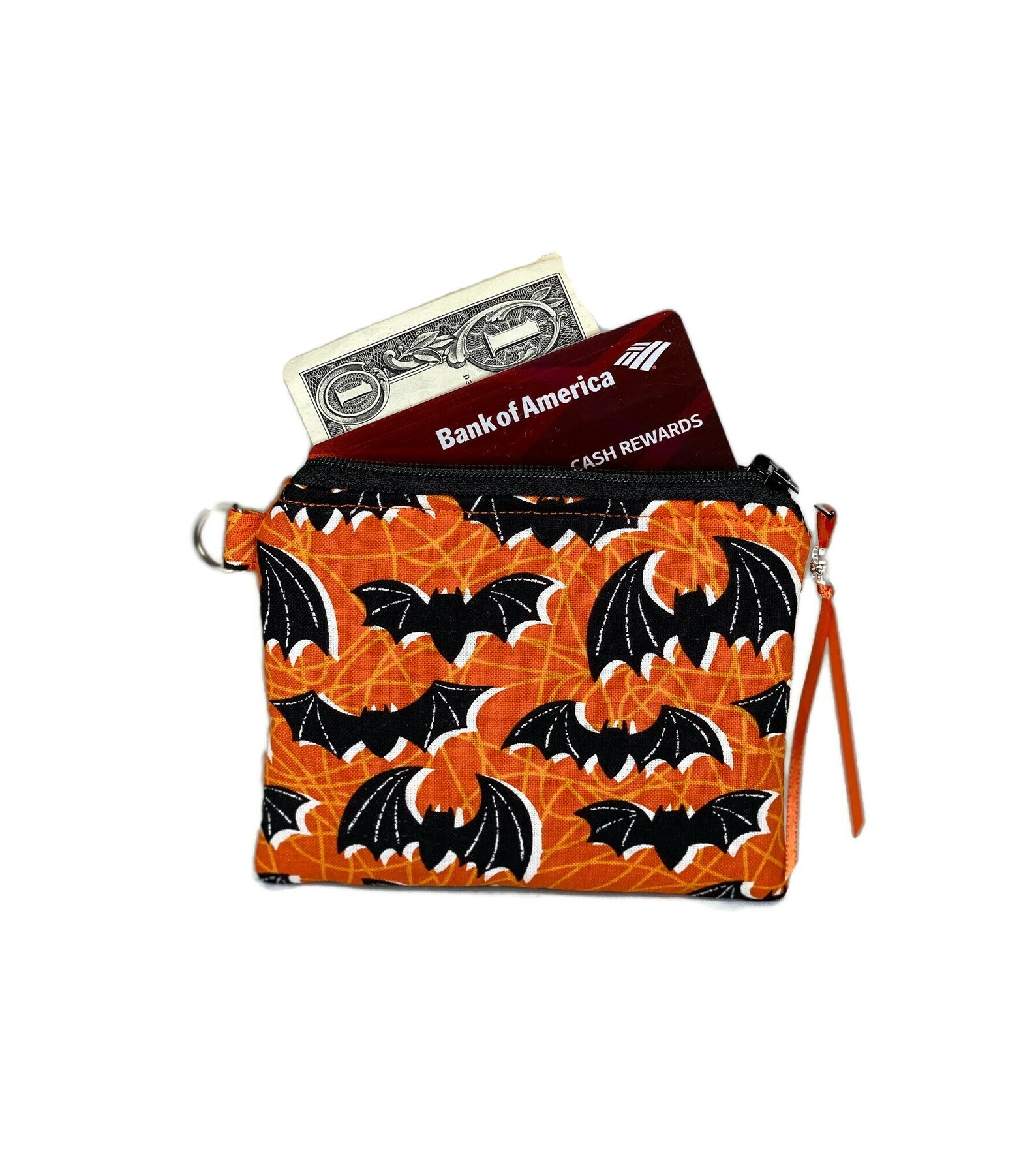 Halloween Coin Purse, Bats, Spider Web, Pouch, Change Purse, Neck ...