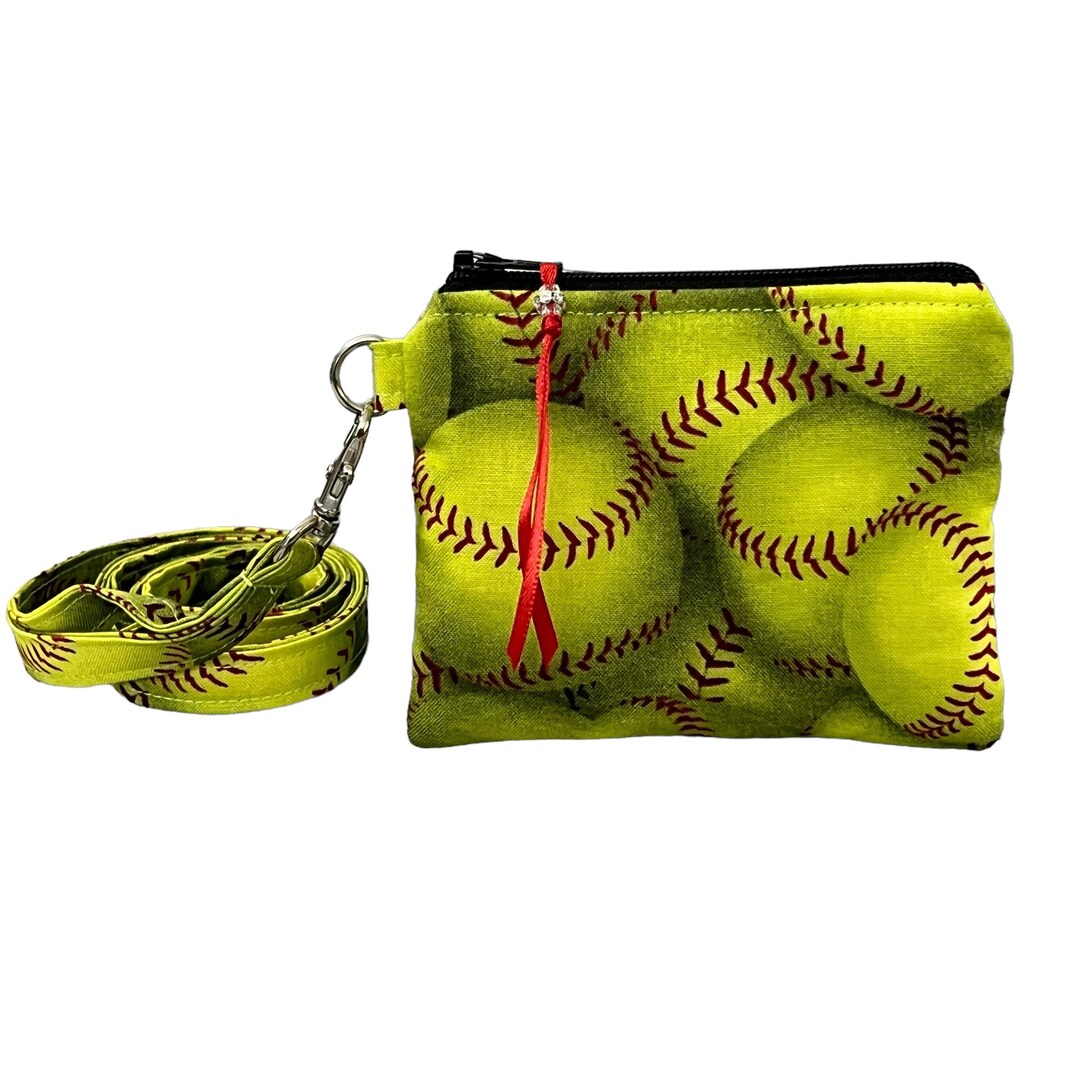 Softball Coin Purse, Sports Change Purse, Pouch, Neck Wallet, Mini ...