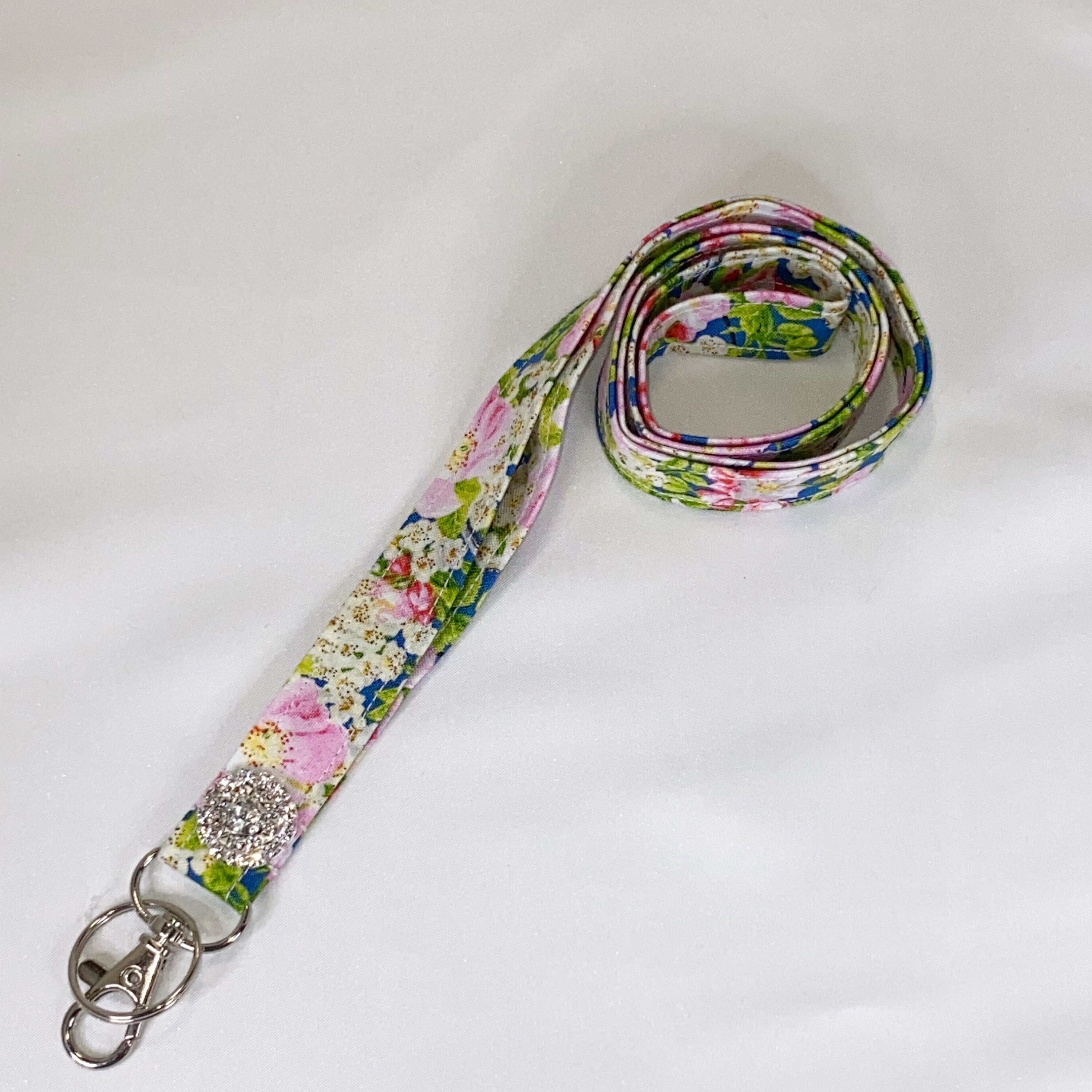 Spring Flowers Lanyard Pink Floral Rhinestone Lanyard for - Etsy