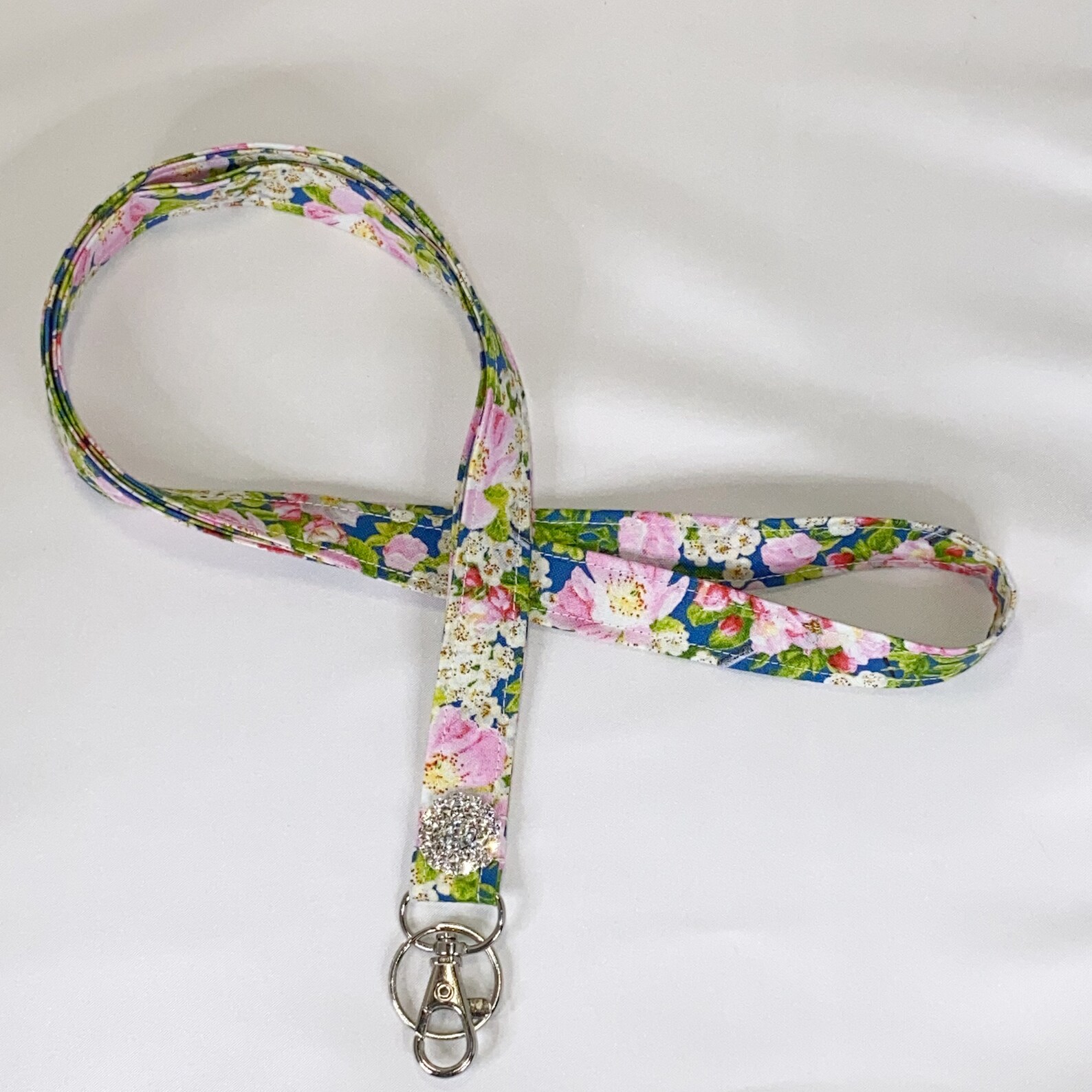 Spring Flowers Lanyard Pink Floral Rhinestone Lanyard for | Etsy