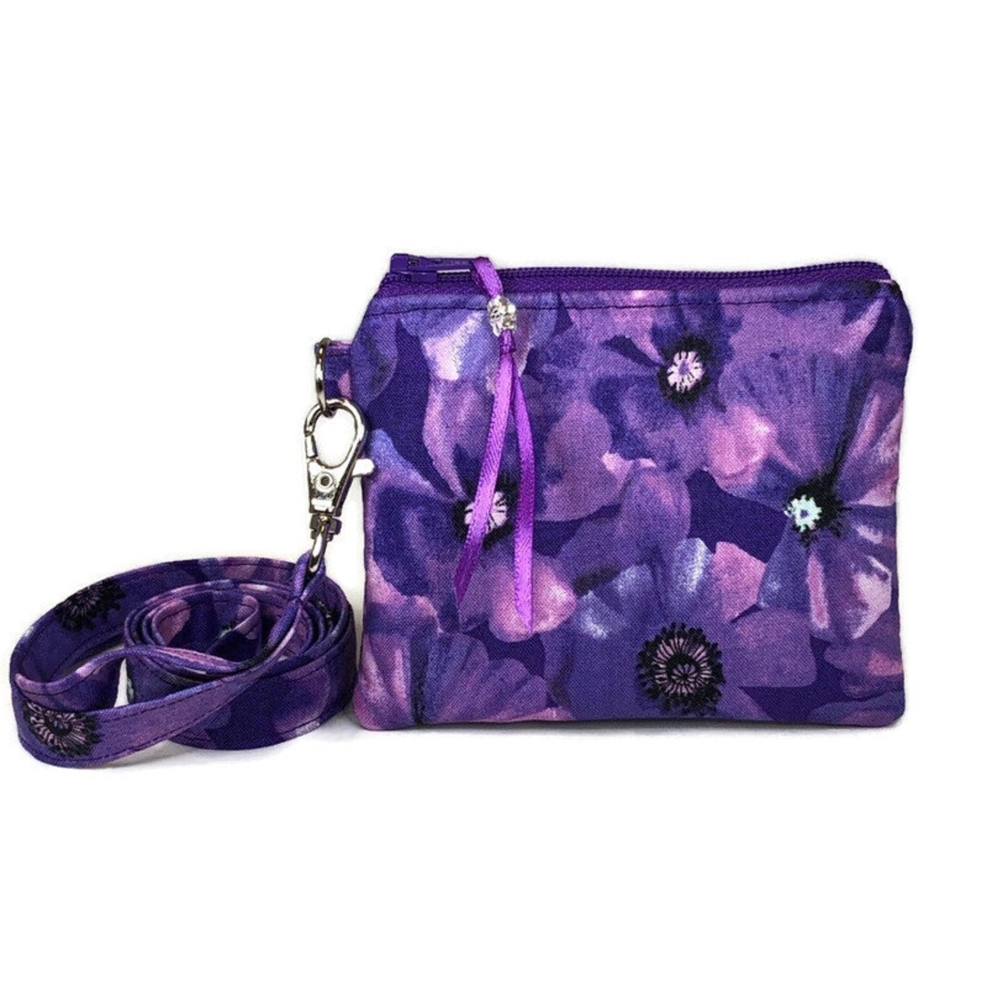 Purple Poppy Coin Purse, Floral Coin Purse, Pouch, Mini Wallet, Change ...