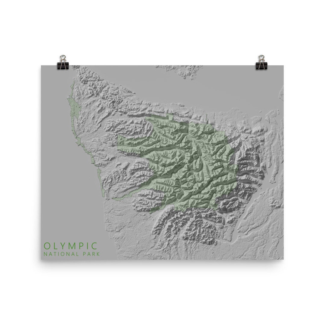 Olympic National Park Exaggerated Relief Map Poster - Etsy