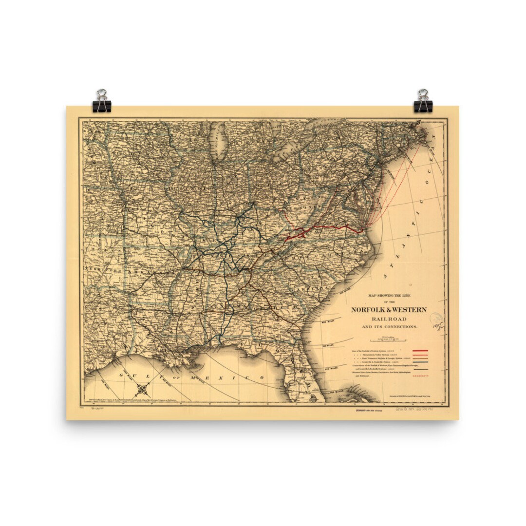 1887 Norfolk & Western Map Poster - Etsy