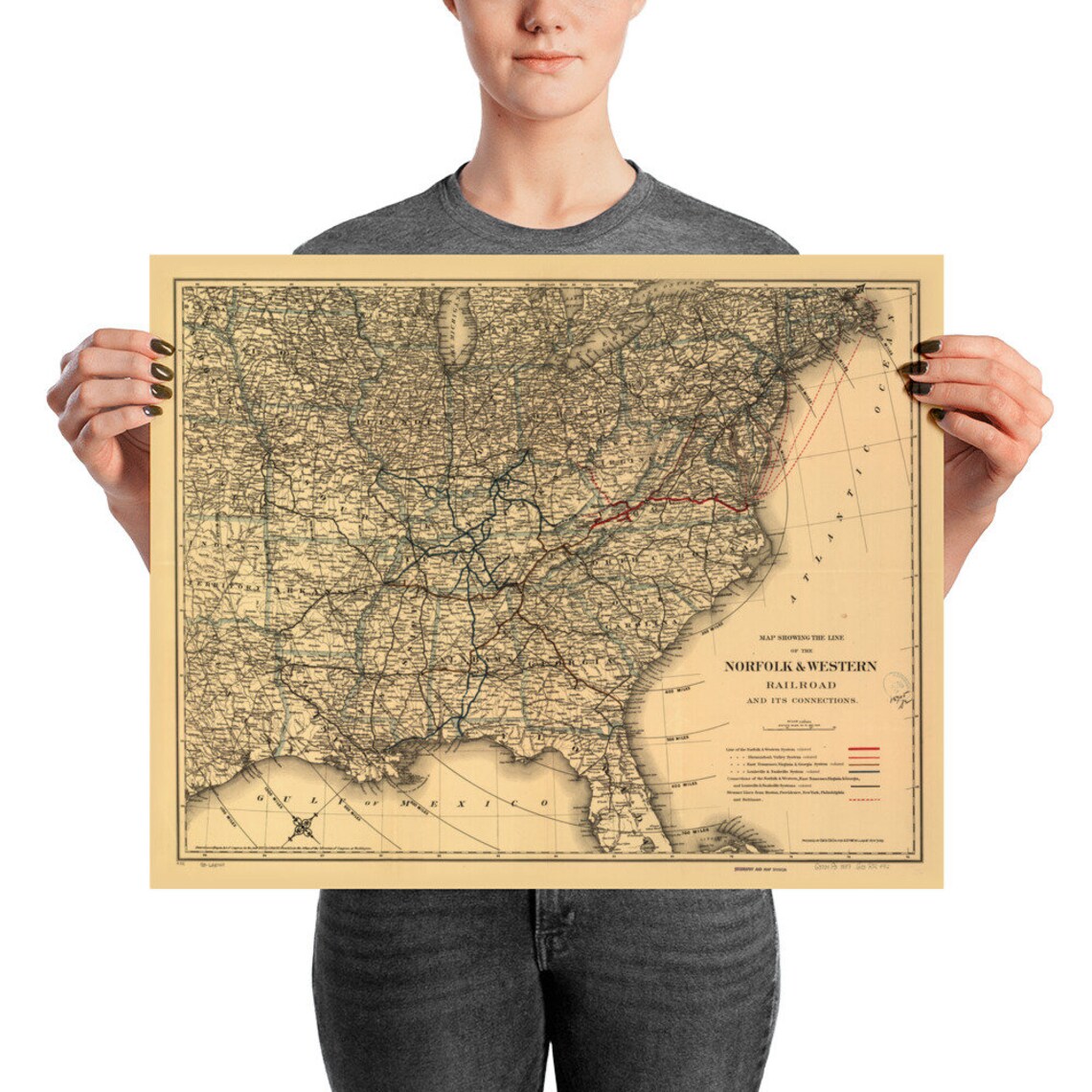 1887 Norfolk & Western Map Poster - Etsy