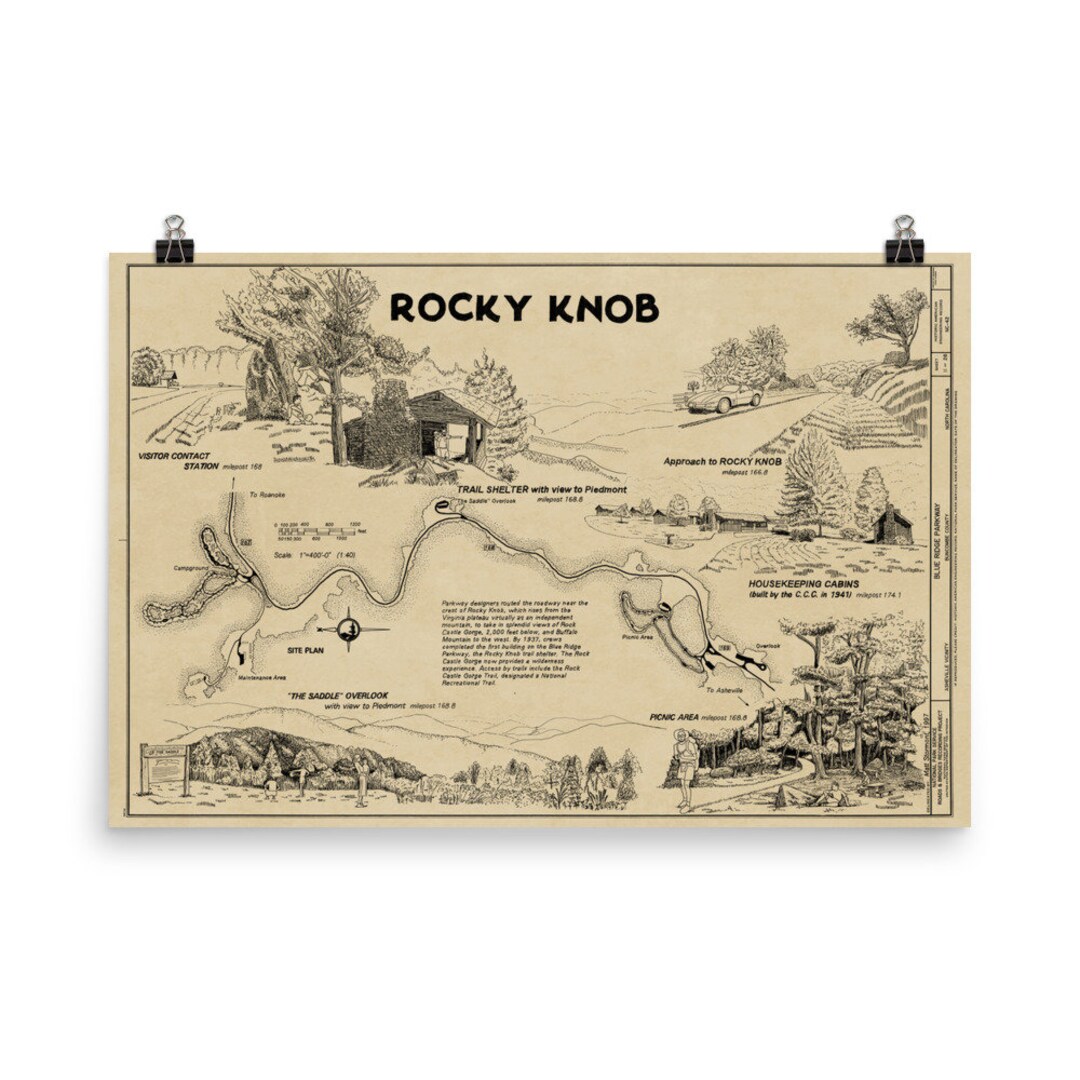 Rocky Knob Blue Ridge Parkway Map Poster - Etsy