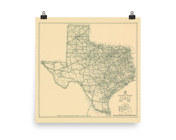 1933 Texas State Highway Map - Etsy