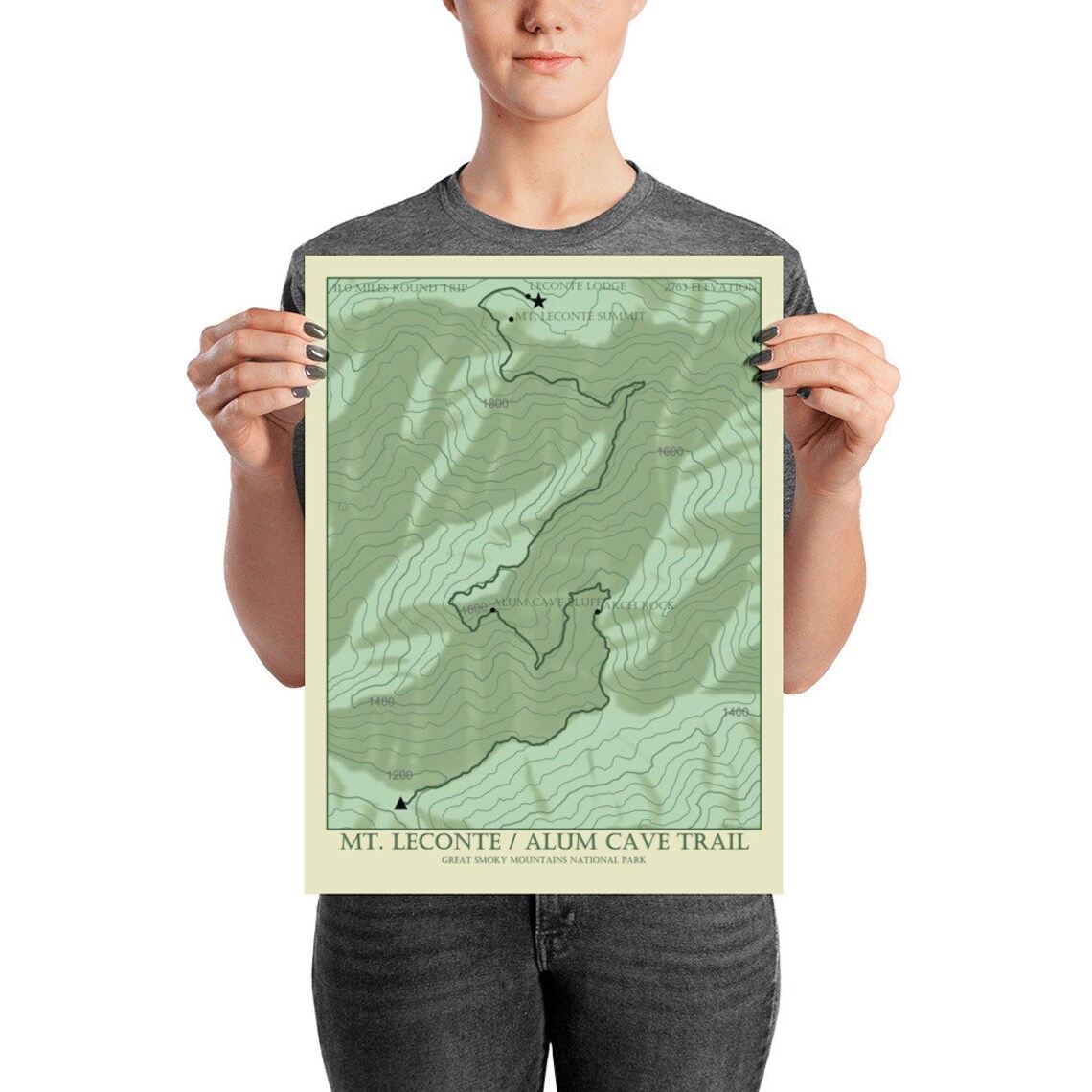 Mt. Leconte / Alum Cave Trail Topographic Map Poster - Etsy