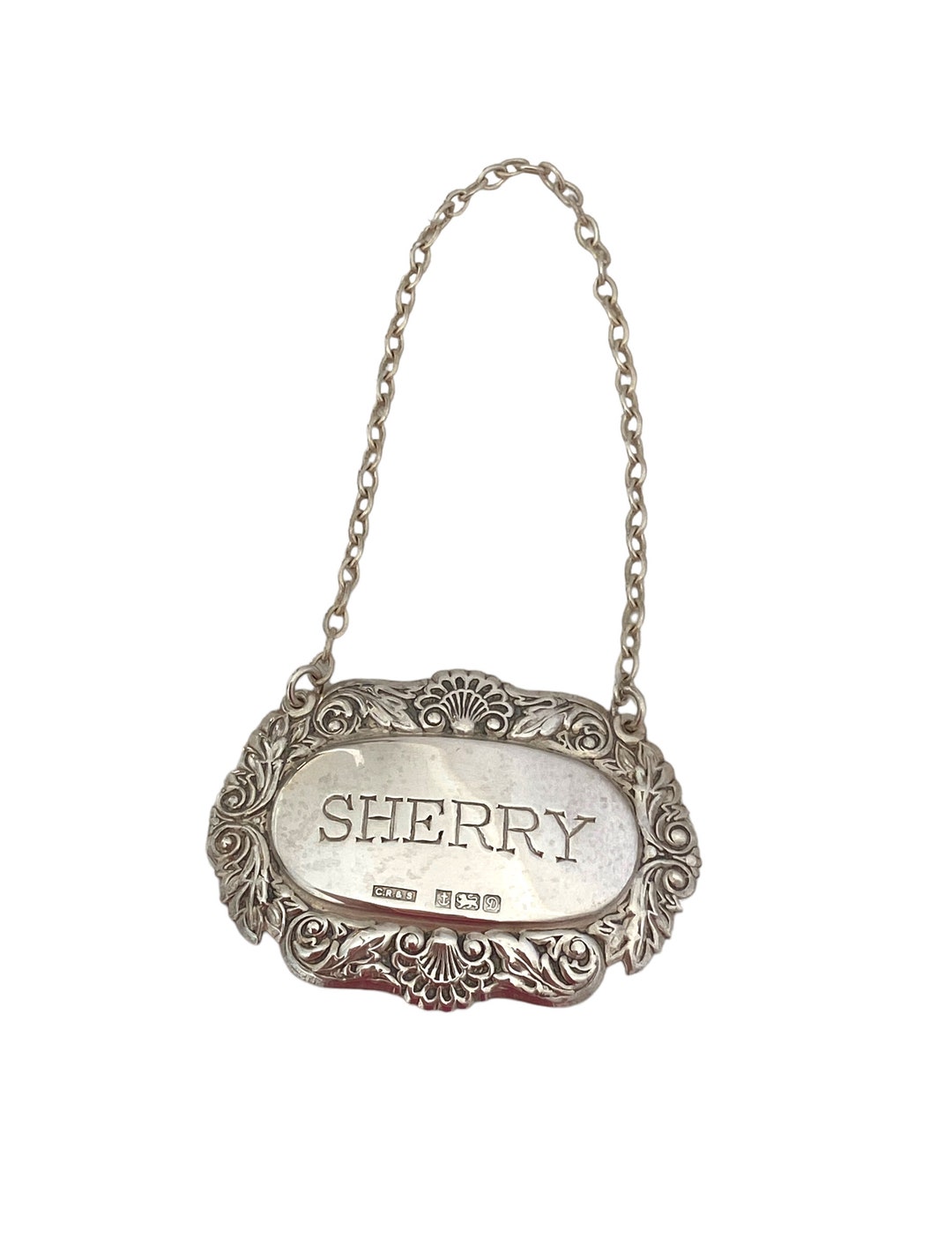 Vintage 1978 Hallmarked Sterling Silver SHERRY Label Decanter Bottle 11 ...